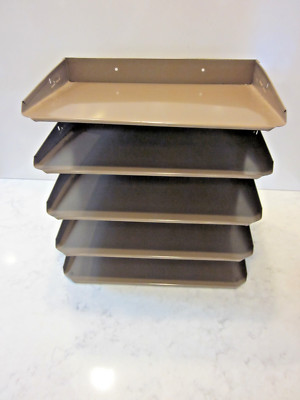CLEAN BROWN STEEL LIT-NING 5 SHELF DESKTOP PAPER ORGANIZER MODEL 5H ...