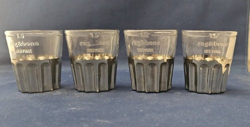 Reduced! 4 Rag & Bone Metal & Glass Shot Glasses New York 1.5 Oz | eBay