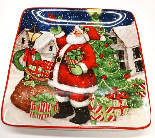Certified International Susan Winget Christmas Square Plate 6" Santa ...