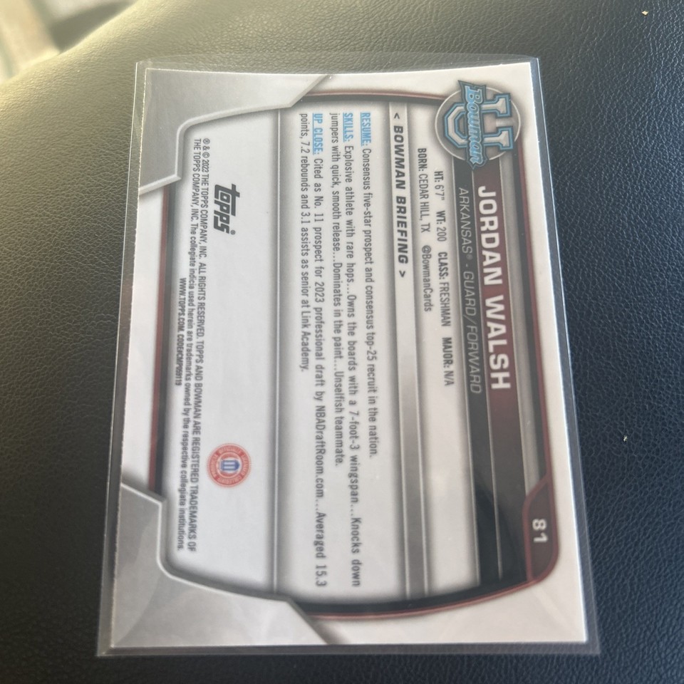 Jordan Walsh - 2022-23 Bowman University Chrome #81 - PINK REFRACTOR ...