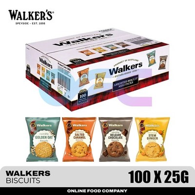 Walkers Assorted Biscuit Mini Packs (100 x 25g) Luxury Shortbread ...