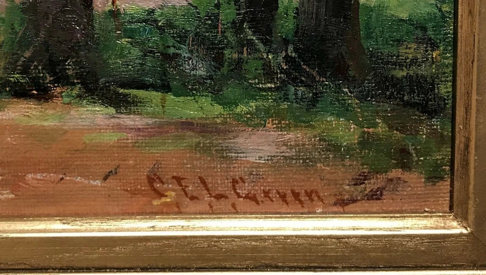 Charles Edwin Lewis Green Landscape Oil Painting - Parker River, Milton ...
