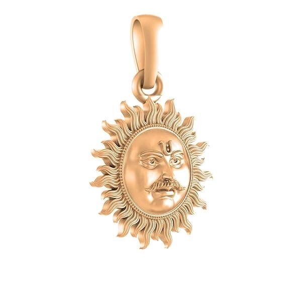 925 Sterling Silver 22k Gold Plated Spiritual God Sun/ Surya Pendant ...