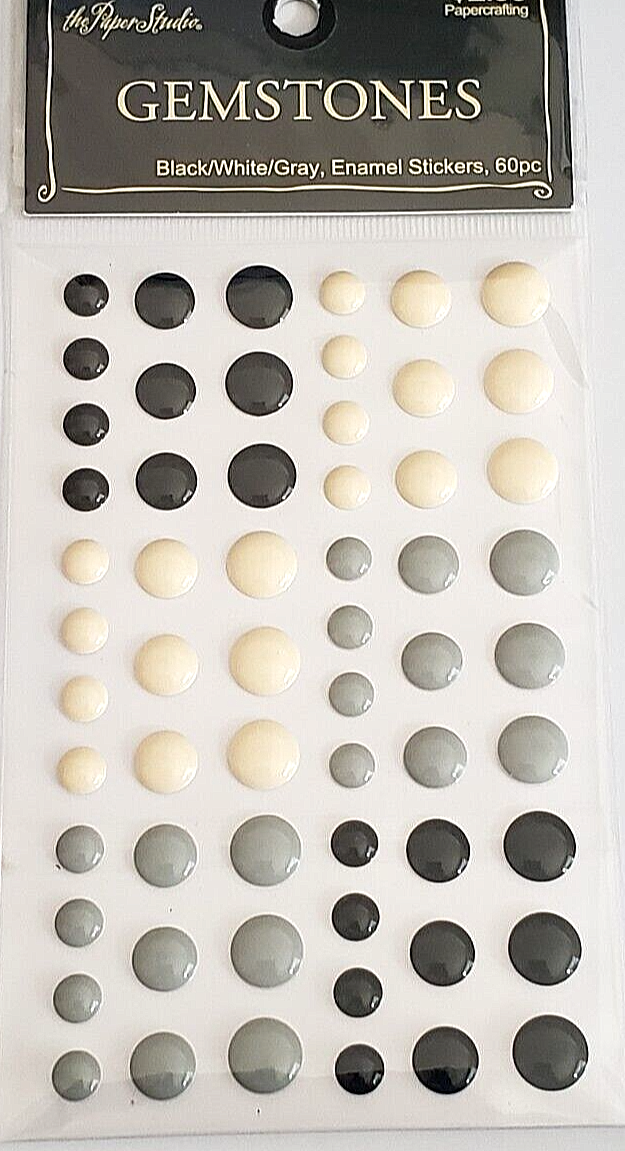 The Paper Studio Gemstones Enamel Stickers - BLACK/WHITE/GRAY - 60 pcs ...