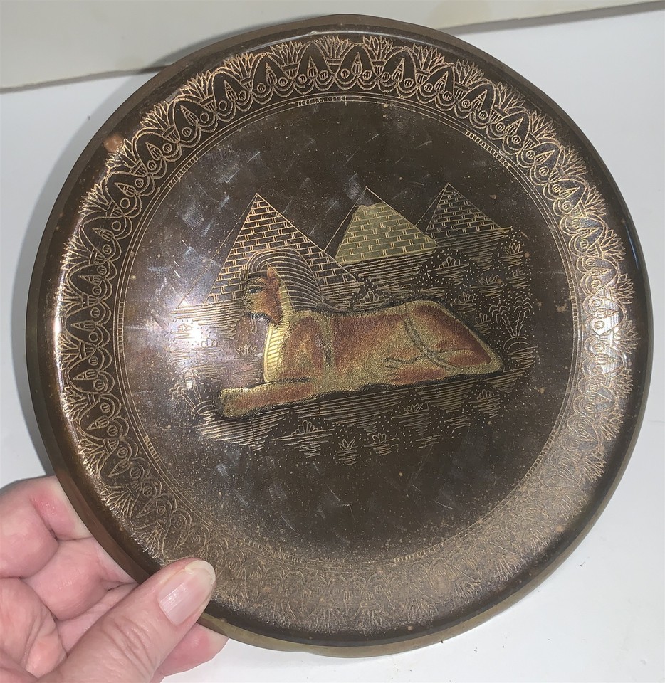 VTG Metal Egyptian Sphinx Pyramids Wall Plate 7 1/2 in | eBay