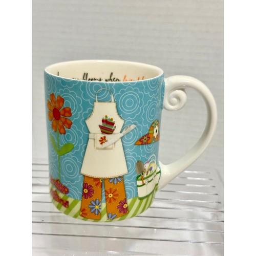 Hallmark Ceramic Mug Happiness Blooms Friendships Grow Floral Apron ...