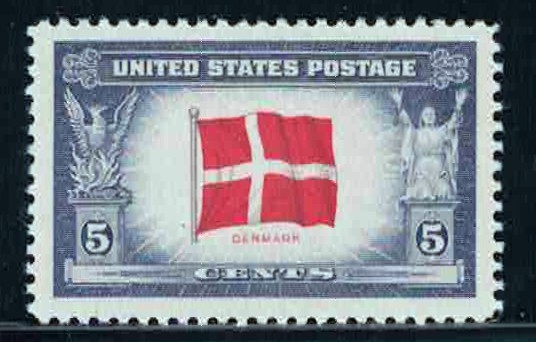 1943 US Scott 920b Red and Gray Normal, Denmark, MNH, XF, APEX ...