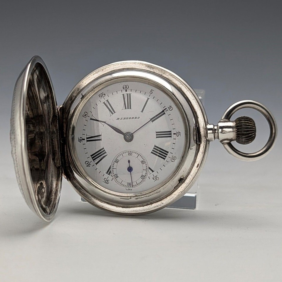 ZENITH Billodes Silver pocket watch full hunter case 1910's Antique F/S ...