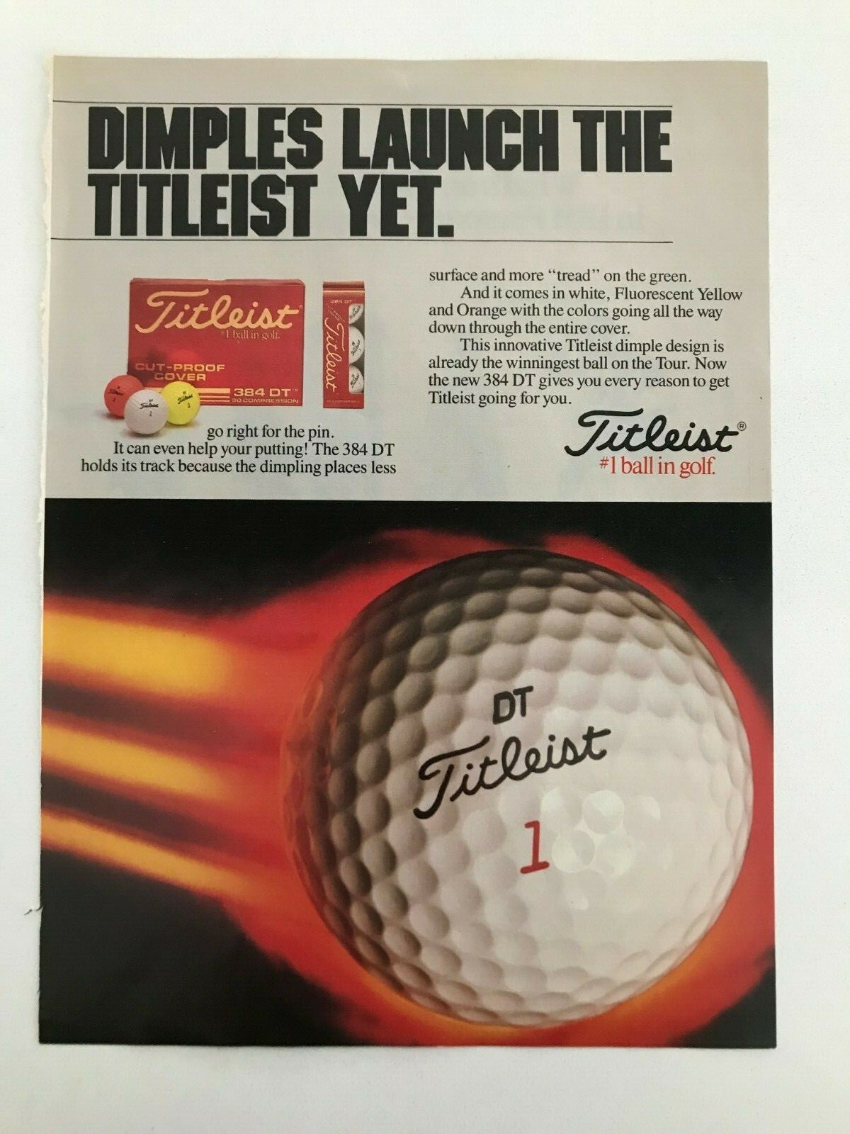 Titleist 384 DT Golf Balls Vintage 1980's Print Ad | eBay