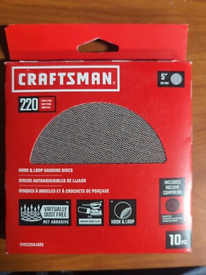 Craftsman Hook & Loop Sanding Discs 5" 10pc /220 Grit | eBay