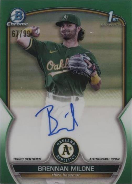 2023 Bowman Chrome - Prospect Autographs Brennan Milone #CPA-BME Green ...