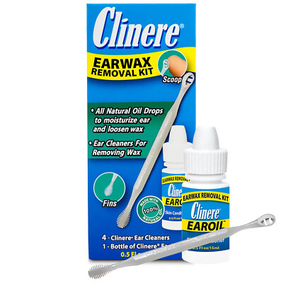 Clinere EARWAX REMOVAL KIT: 100% NATURAL EAR OIL & 4 WAX CLEANERS Pick ...