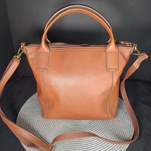 Fossil Aida Whiskey Brown Satchel Handbag Leather Crossbody Bag Purse ...