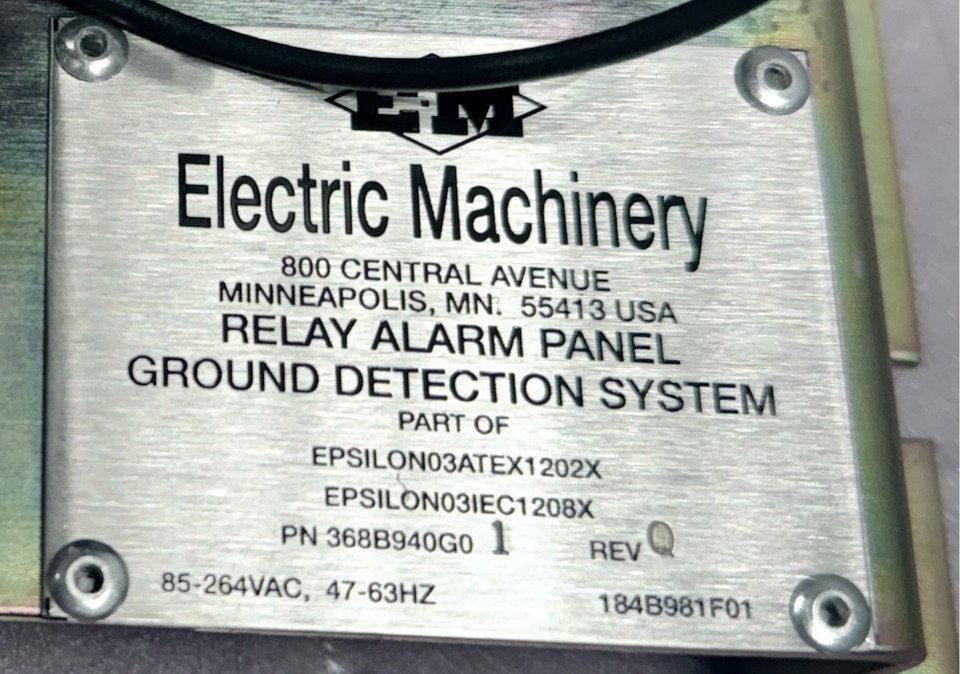 Electric Machinery Relay Alarm Panel Ground detection system. part no ...