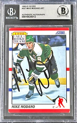 Mike Modano Signed 1990-91 Score Card #327 Beckett 16626012 | eBay