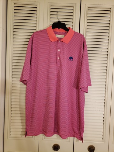 Donald Ross Mens Polo Talamore Golf Logo Shirt Polyester Pink/Blue ...