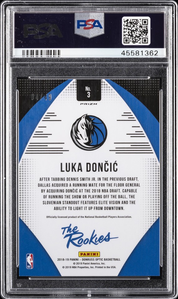 2018 PANINI DONRUSS OPTIC THE ROOKIES BLUE #3 LUKA DONCIC ROOKIE RC /49 ...