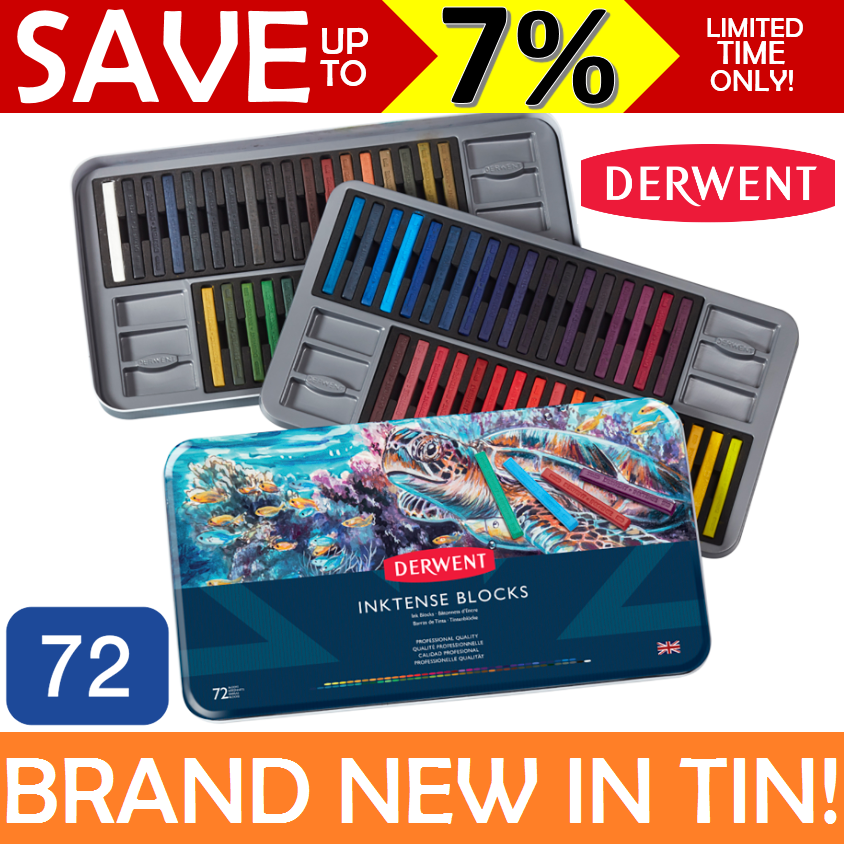NEW 72 Derwent InkTense Blocks Sticks Mix Water Full Range Colour Tin ...