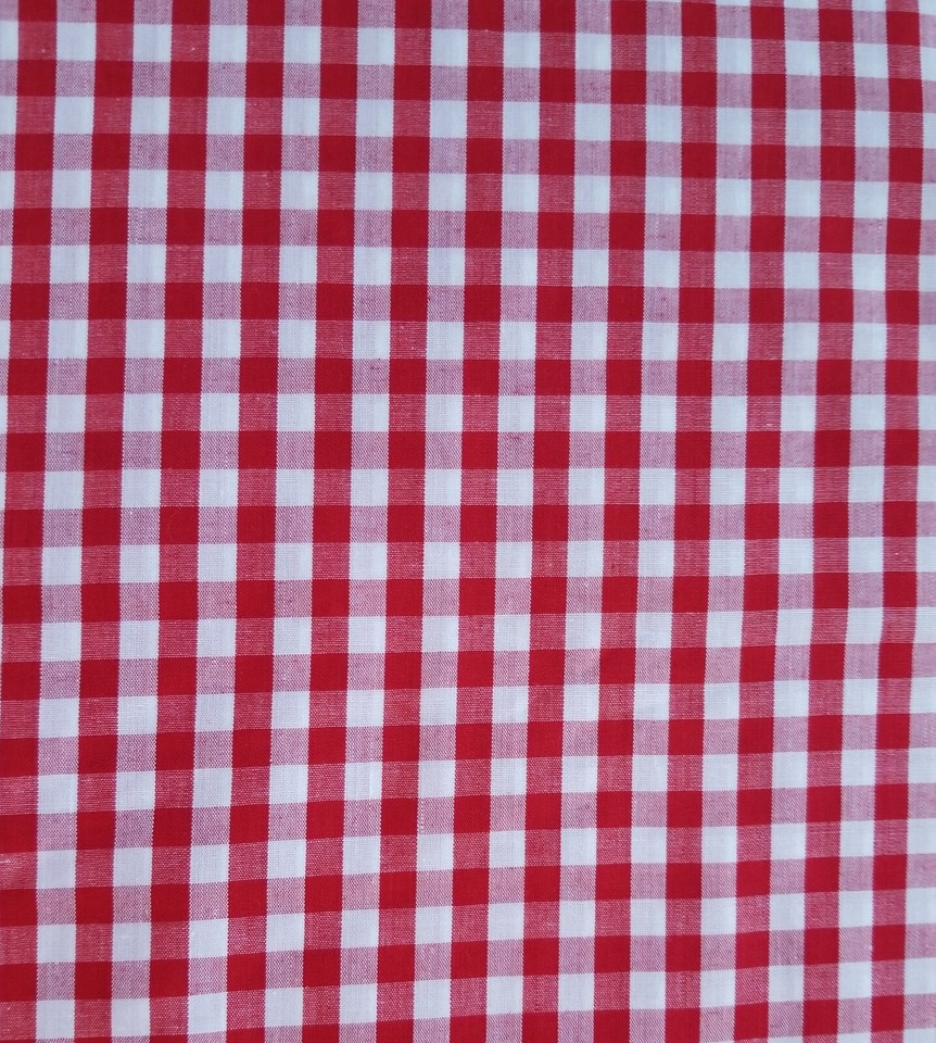 BTY Red White Gingham Small Check Fabric Cotton Blend New! | eBay