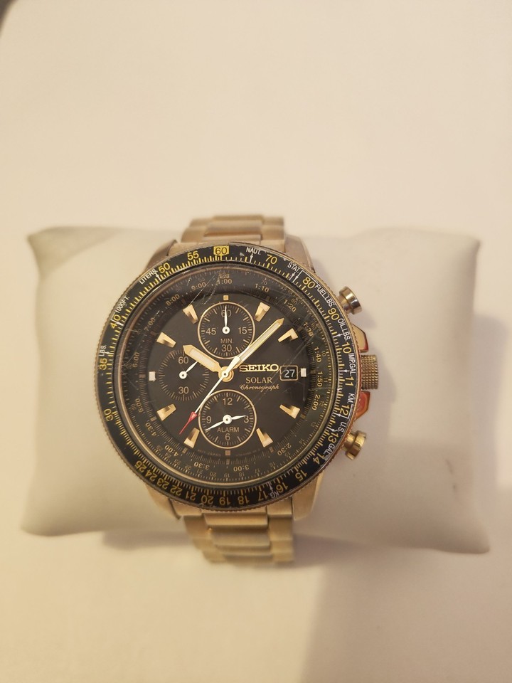 Seiko SNA414P1 Flightmaster GMT Pilot's Watch Chronograph Men's ...