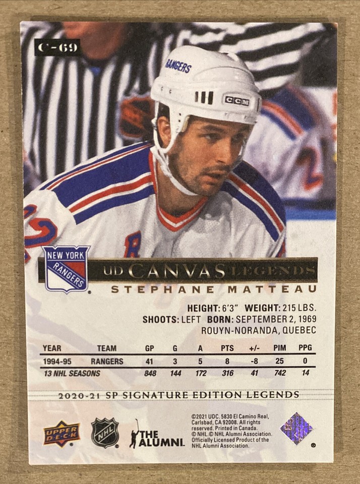 2020-21 SP Signature Edition Legends Stephane Matteau Canvas Set C-69 ...