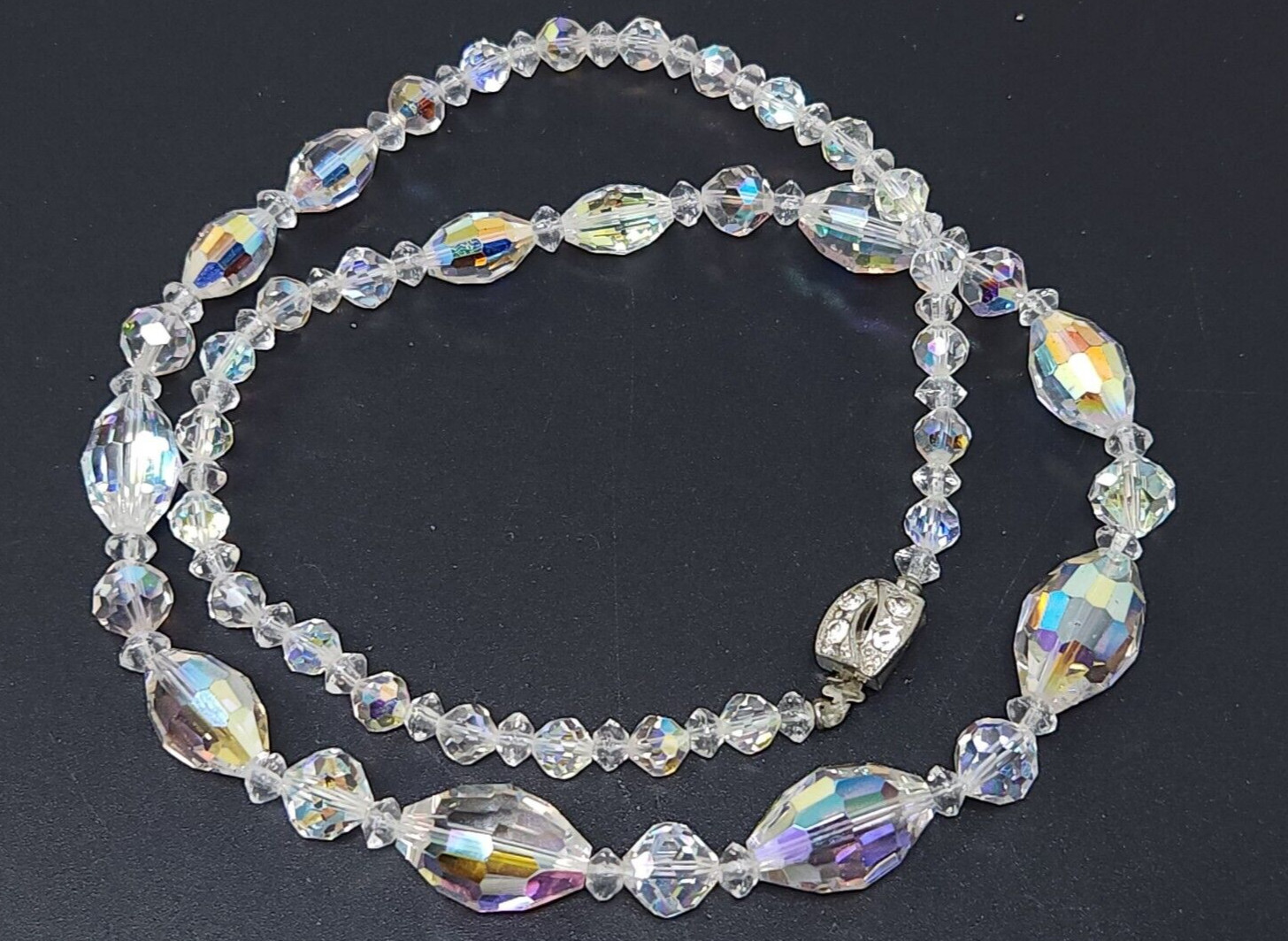 Vintage White AB Austrian Faceted Crystal Beaded Silv… - Gem