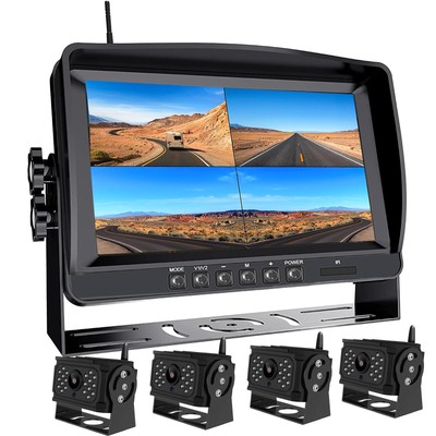 9" HD Wireless Backup Camera System for RV Trailer Camper DVR Quad ...