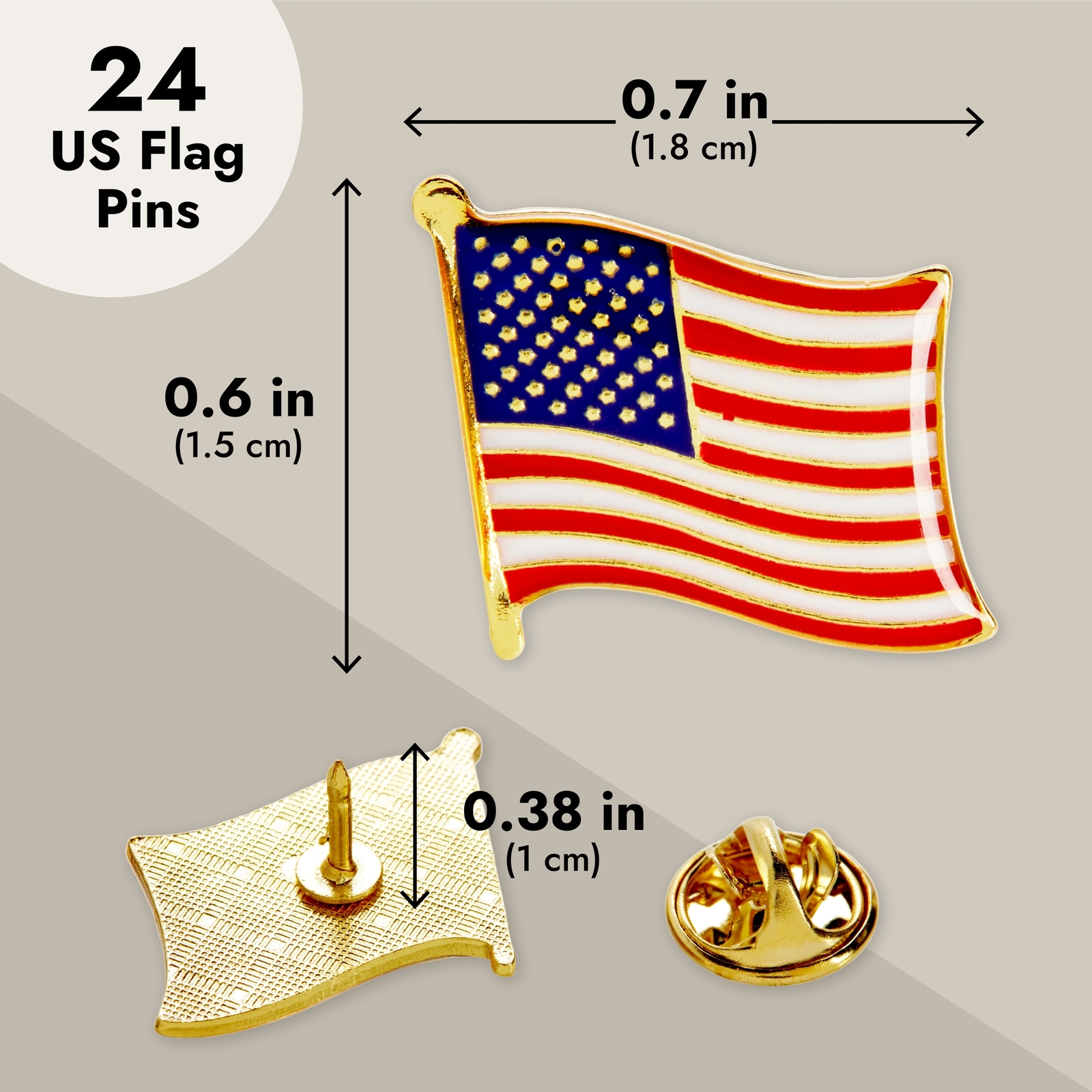 24-Pack American Flag Waving Lapel Pins, Patriotic US Flag Pins for ...