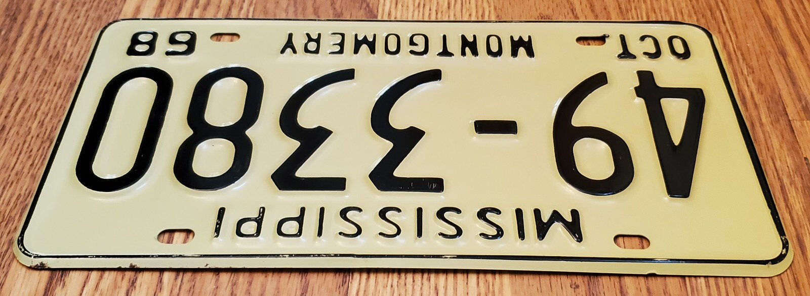 1967-68 MISSISSIPPI MS LICENSE PLATE TAG # '49-3380'; MONTGOMERY COUNTY ...