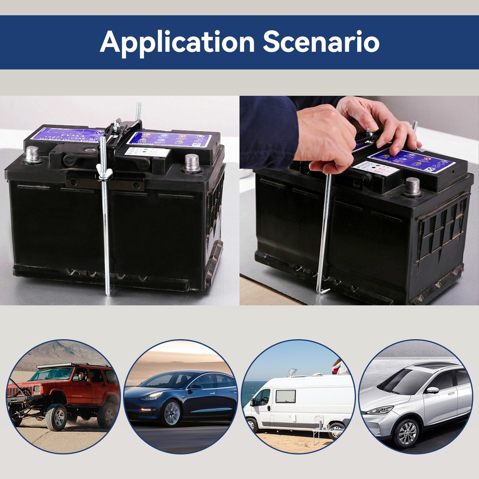 Universal Car Battery Holder Adjustable Metal Hold Down Clamp Bracket ...