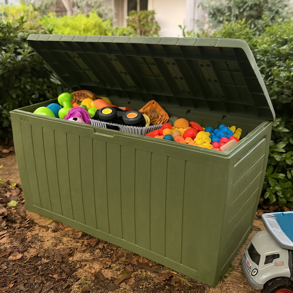 Keter 270L Outdoor Garden Storage Box Seating Lockable Weatherproof ...