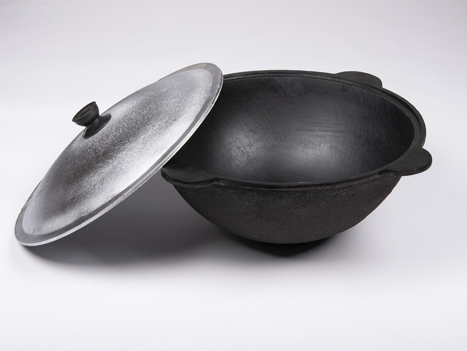 Kazan 100% Cast Iron Authentic Uzbek Cauldron & Oven Uchag Pilaf Plov ...