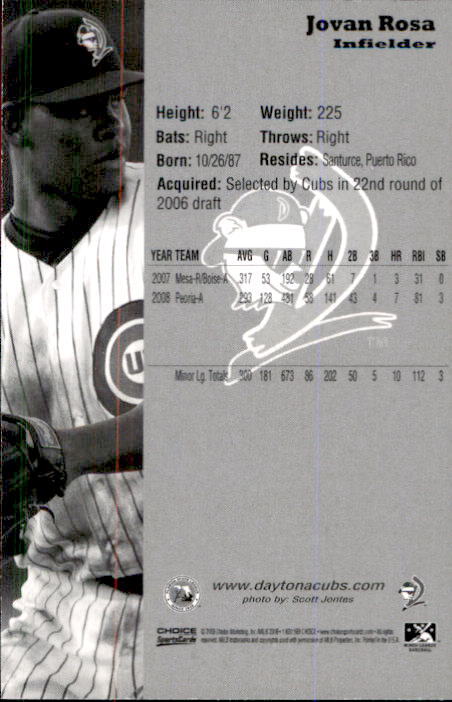 2009 Daytona Cubs Choice #16 Jovan Rosa Santurce Puerto Rico PR ...