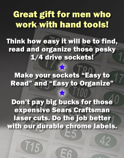 NASCAR Limited Edition Socket Label Set Tags - 90 Chrome Pieces - "Easy ...