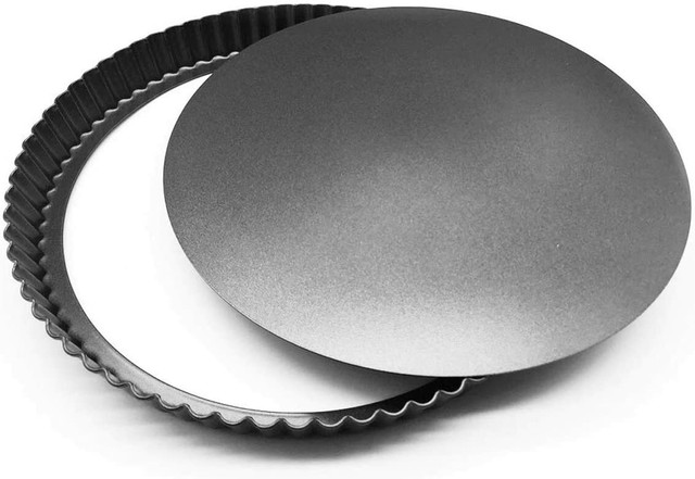 23cm Round Fluted Tart Tin Pie Quiche Flan Trays Loose Bottom Base Pan ...