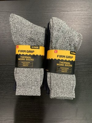 Firm Grip Large L Thermal Crew Work Socks Poly Cotton Blend - 8 Total ...
