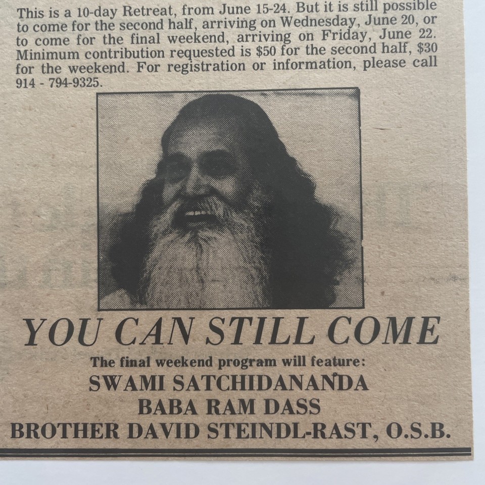 1967 Swami Satchidananda, Baba Ram Dass, Brother David , Yoga Retreat ...