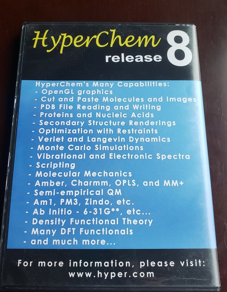 HyperChem Release 8.0, tools for molecular modeling Brand new | eBay