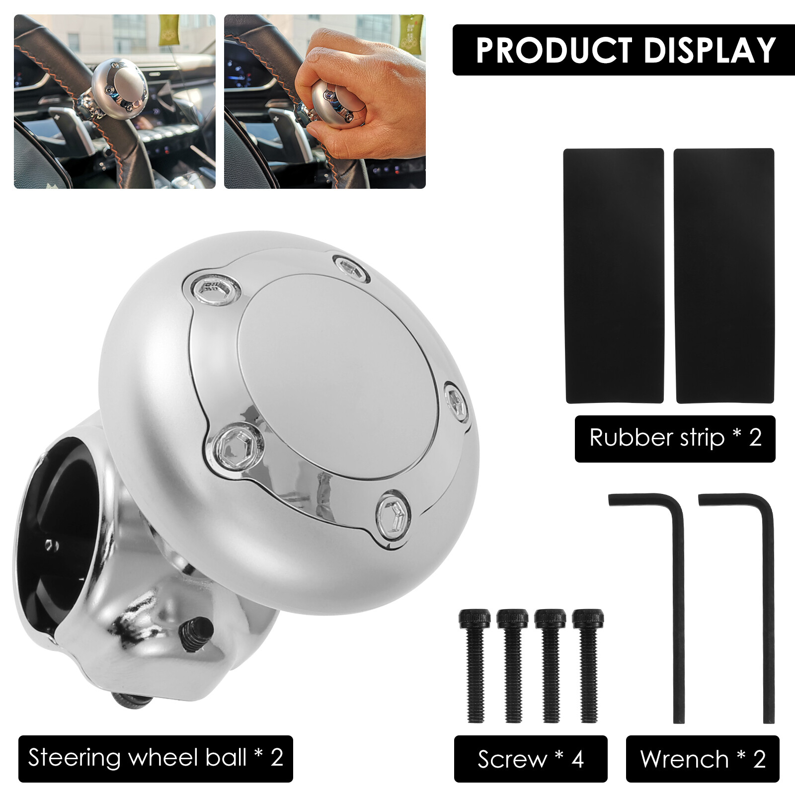 2Pcs Car Steering Wheel Ball 360 ° Rotation Booster Ball Vehicle ...