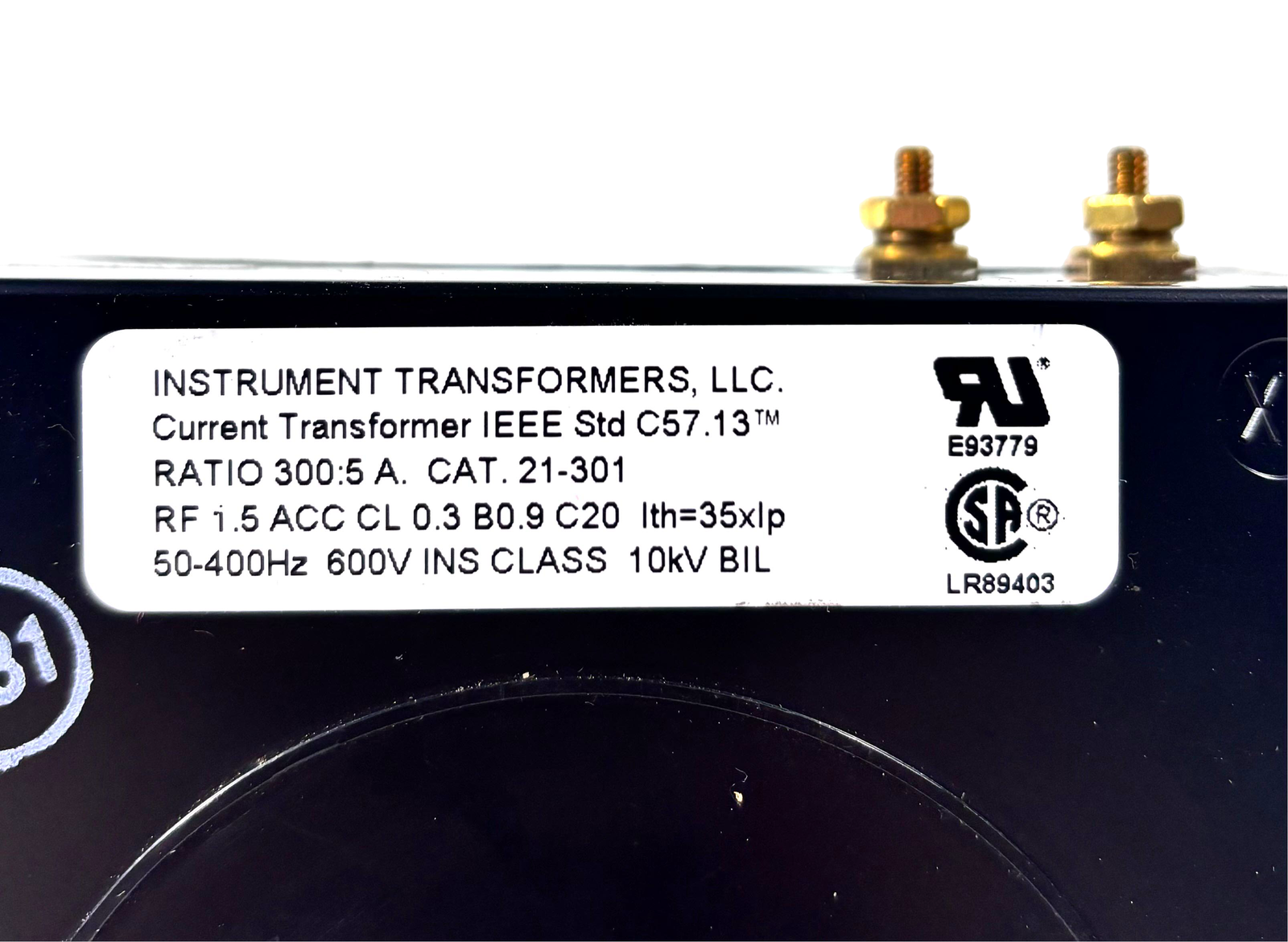 Instrument Transformers 21-301 Current Transformer 300:5A 50-400Hz 600V ...