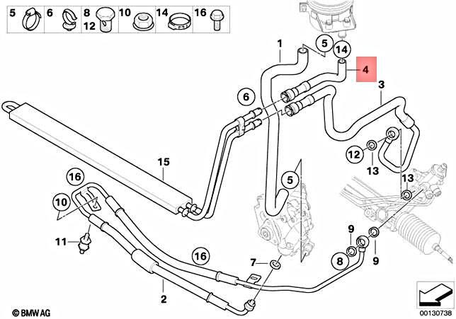Genuine BMW E53 X5 SUV Power Steering Radiator Return Hose OEM ...
