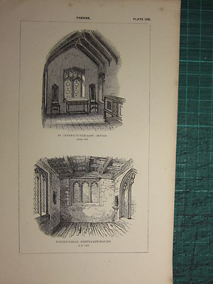 1845 ANTIQUE ARCHITECTURE PRINT ~ PENDANT OTTERY COLLUMPTON DIVINITY ...