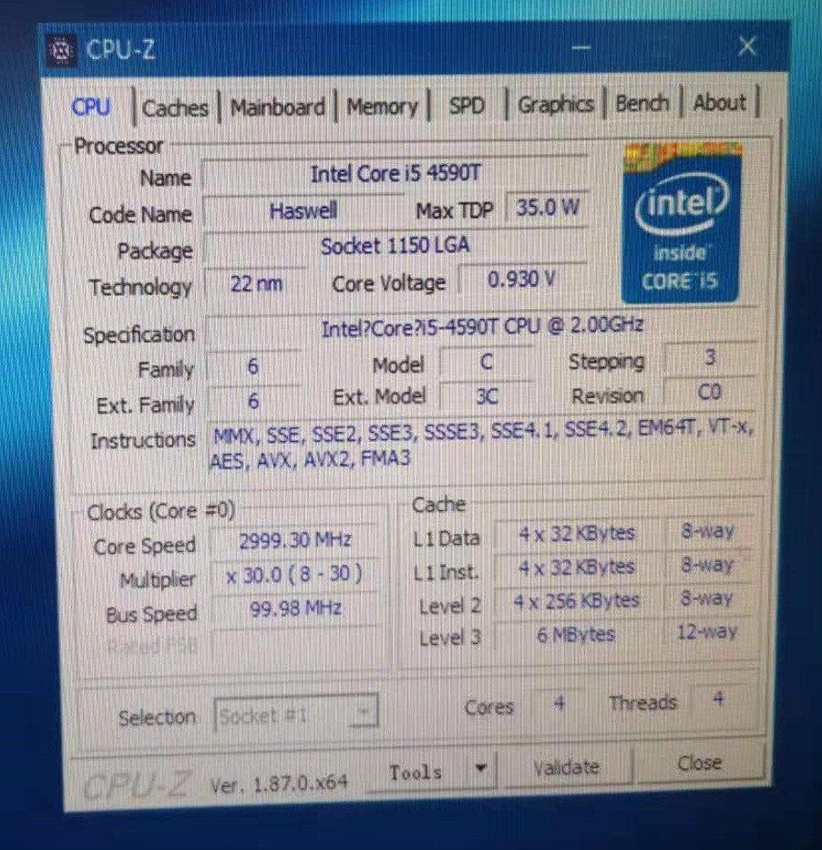 Intel Core i5-4590T Desktop CPU Processor LGA1150 CM8064601561826 35W ...