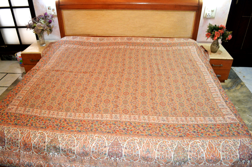 KASHMIRI JAMAVAR BEDCOVER COUVERTURES 100% CASHMERE BEDSPREAD :16 ...