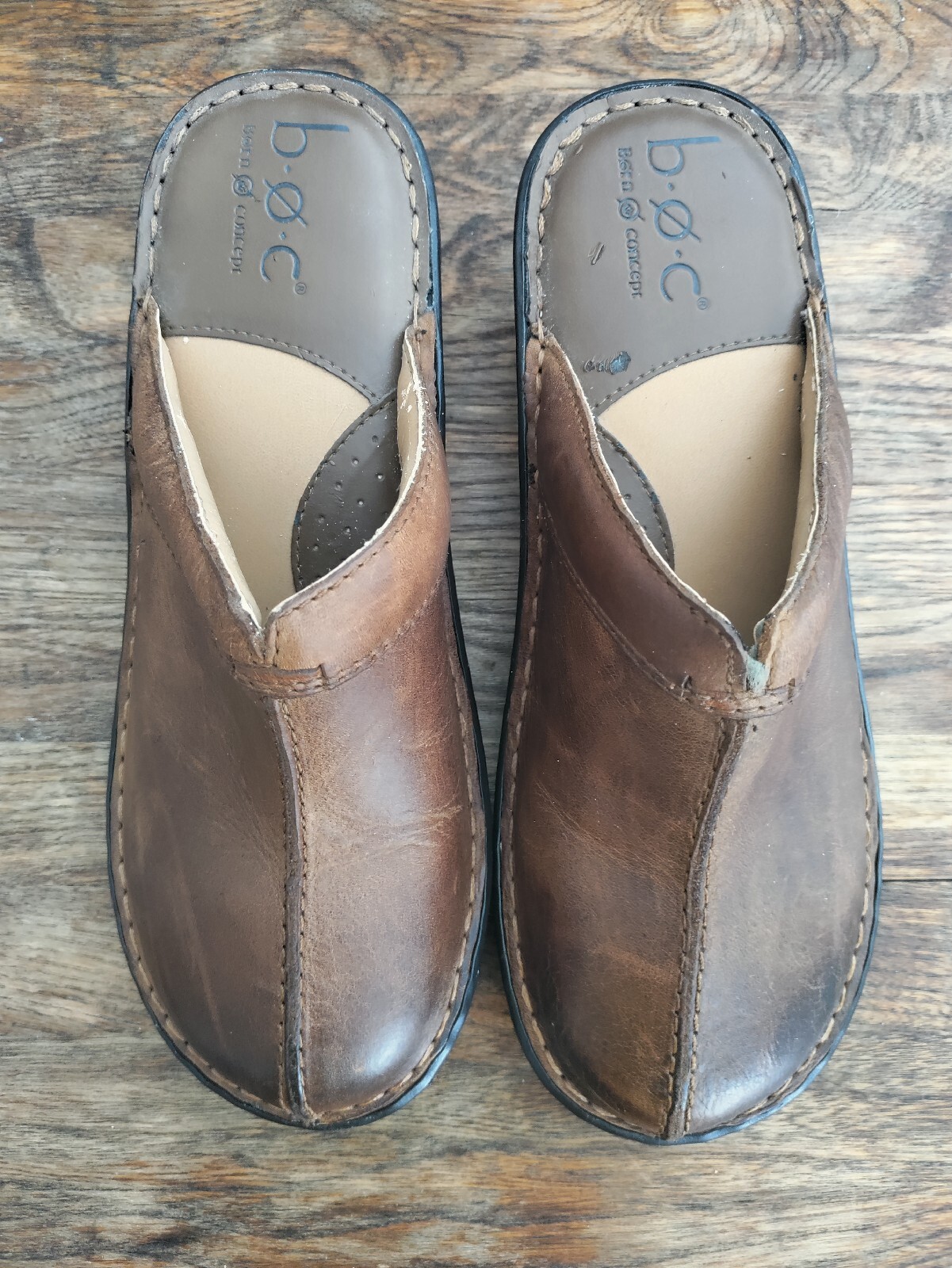 Born Concept BOC Black Leather Clog Mule Comfort Slip… - Gem