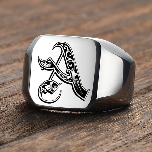 Men's Fantastic Old English Name Initial Gothic Letter Ring In 10K ...