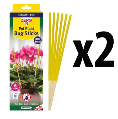 12 x Zero In Pot Plant Bug Sticks House Plant Insect Pest Non Toxic ...