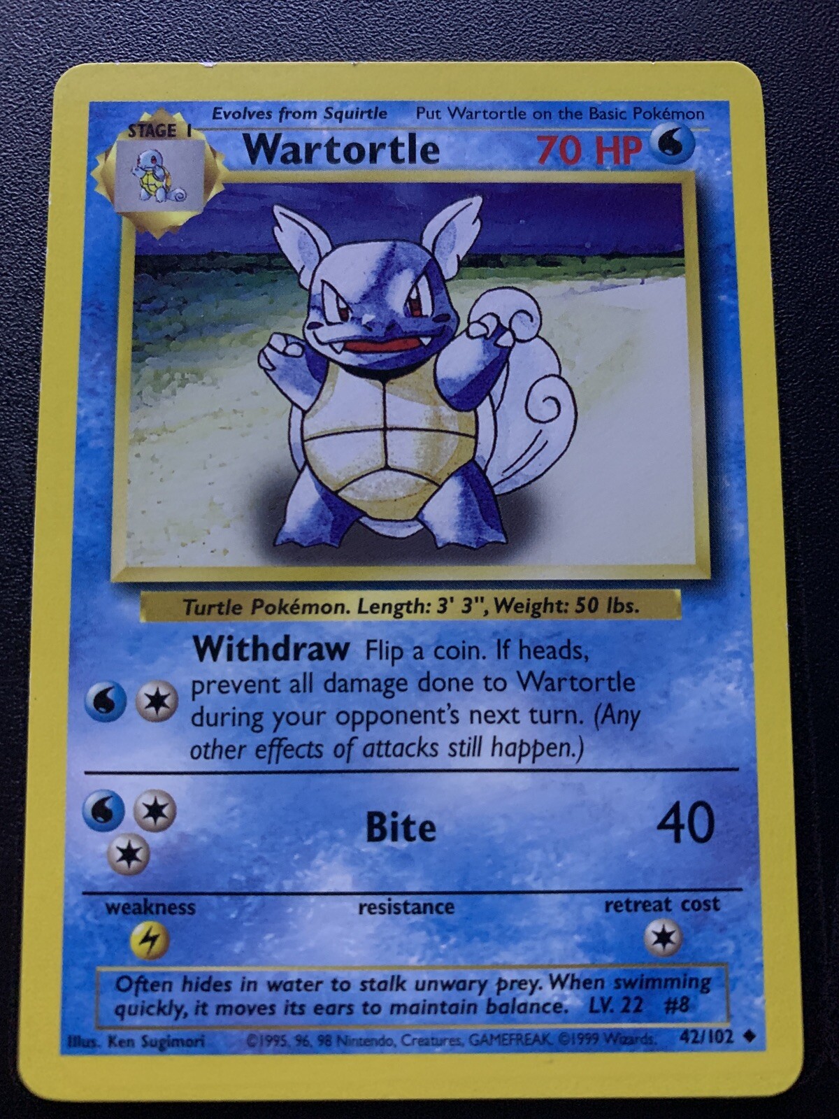 🔥 Wartortle Pokemon Card #42/102 Base Set 1999 WOTC NM/M | eBay