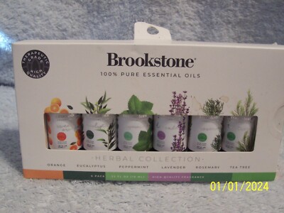 Brookstone Pure Essential Oils Herbal Collection New 6 Pack Each .33 Fl ...