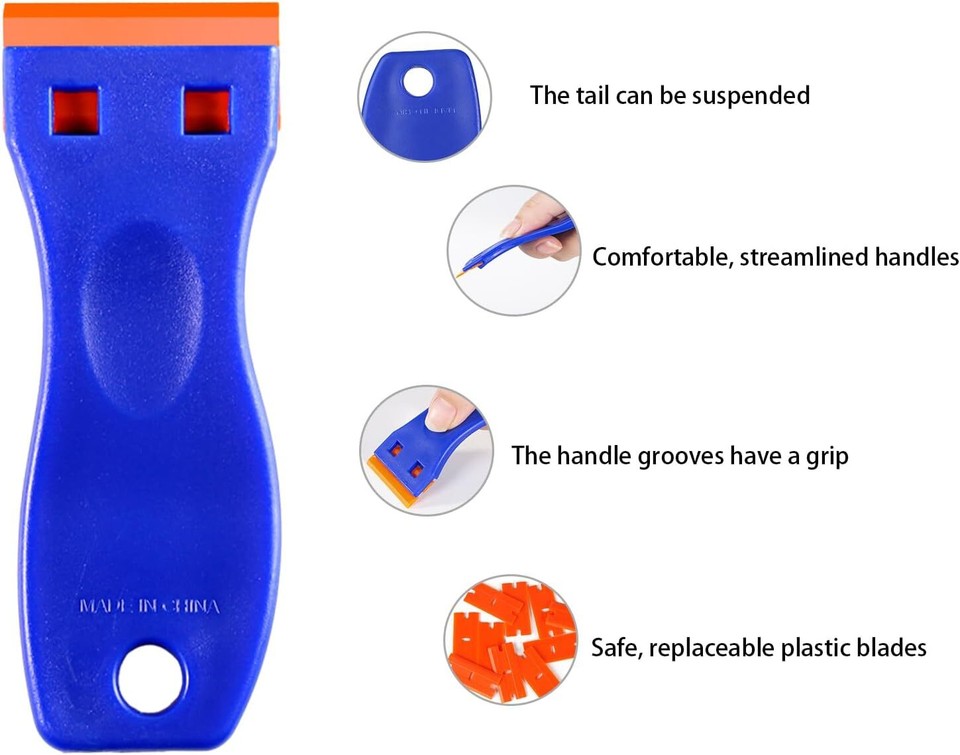 4 PCS Plastic Razor Blade Scraper 120 PCS Plastic Blades, Cleaning ...